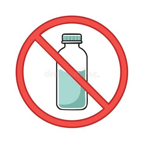 No Drinks Allowed Sign With Water Bottle Illustration Prohibition