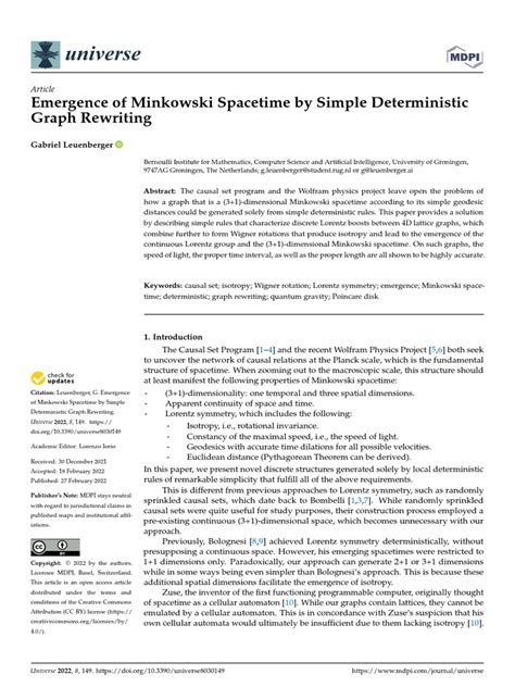 Universe Emergence Of Minkowski Spacetime By Simple Deterministic