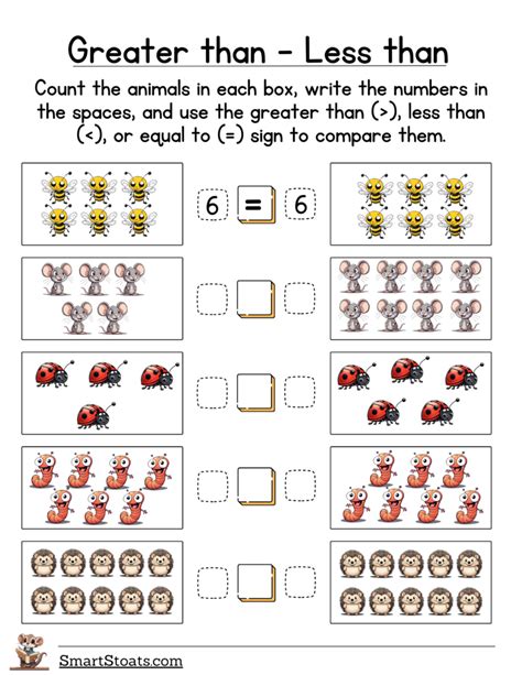 Greater Than Less Than Or Equal To Worksheets For First Graders