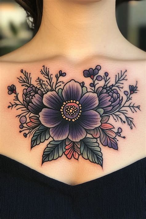 Chest Flower Tattoos For Women Ideas Chest Tattoo Cover Up Ideas
