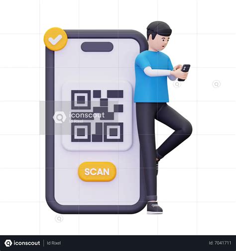 Man Scanning Barcodes Using A Smartphone 3d Illustration Download In