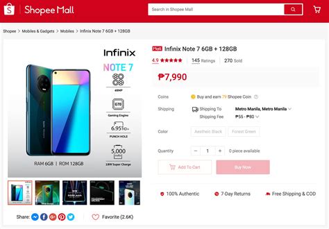 Infinix Note Priced At Php Exclusively Available On Shopee Until August Megabites