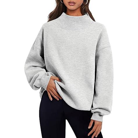 Plebaso Womens Mock Turtleneck Sweatshirt Athletic Long Sleeve Fall