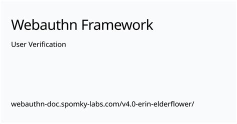 User Verification Webauthn Framework
