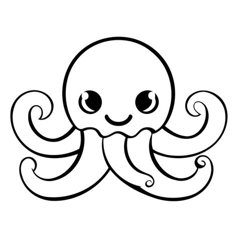 귀여운 만화 문어 캐릭터 터 색 배경에 일러스트레이션 프리미엄 벡터