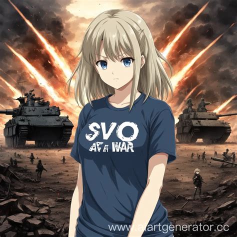 Anime Girl In Svo Tshirt Engaged In Battle Ai Art Generator
