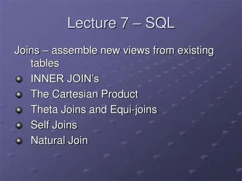 ppt lecture 7 sql powerpoint presentation free download id 4089721