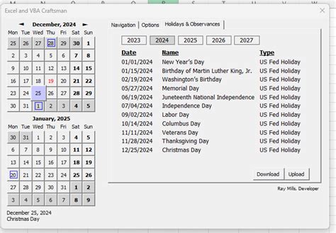 Excel Calendar Add In Tool Free Excel And Vba Craftsman