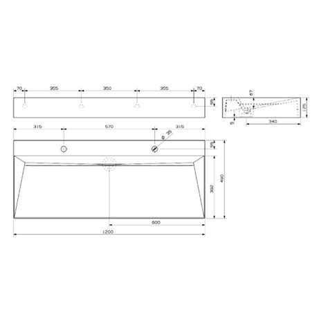 Stock Solid Surface Hand Wash Trough 1200mm Long