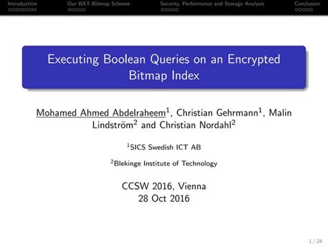 Executing Boolean Queries On An Encrypted Bitmap Index Ppt