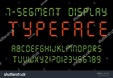 Vektor Stok 7segment Display Font Letters Numbers Tanpa Royalti