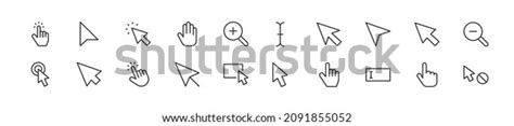 Set Simple Cursor Line Icons Outline Stock Vector Royalty Free Shutterstock