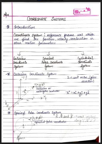 BSc H Physics Mechanics Unit Coordinate Systems Notes Physics Mechanics Cartesian