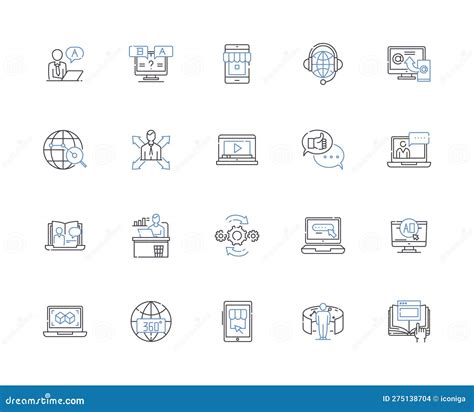 Information Science Outline Icons Collection Information Science Data Analyzing Computing