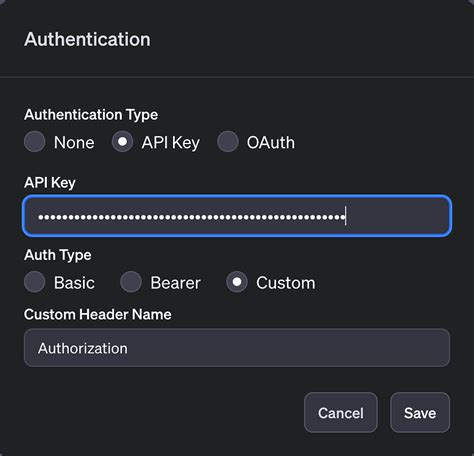 Issue With Gpts Custom Action Api Key Authentication Settings Not