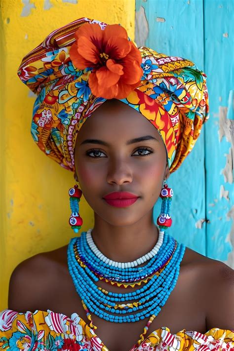 African Elegance Ready To Hang Aluminum Print Colorful Portrait Of