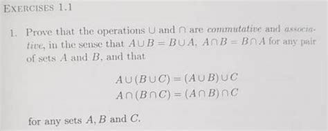 Solved EXERCISES 1 1 1 Prove That The Operations U And Are Chegg Com