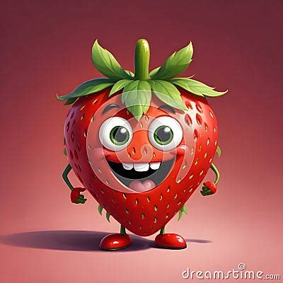 A Happy Anthropomorphic Strawberry Character With Large Googly Eyes