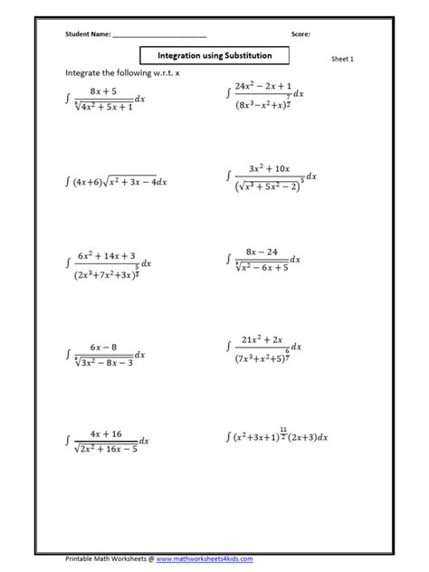 Integration Using Substitution Pdf