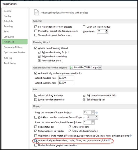 copy views in microsoft project sharing views with other projects