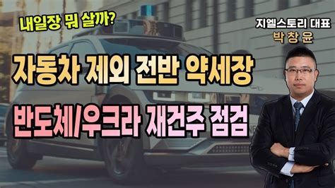 내일장 뭐 살까 자동차 제외 전반 쉬어가는 시장 반도체2차전지우크라이나 재건주 점검하자 박창윤 대표 주식 주가 투자 Youtube