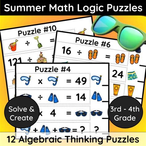 Summer Math Enrichment Activity 3rd And 4th Grade Printable Math Logic