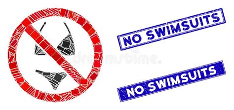 No Swimsuit Mosaic And Grunge Rectangle No Swimsuits Seals Stock Vector