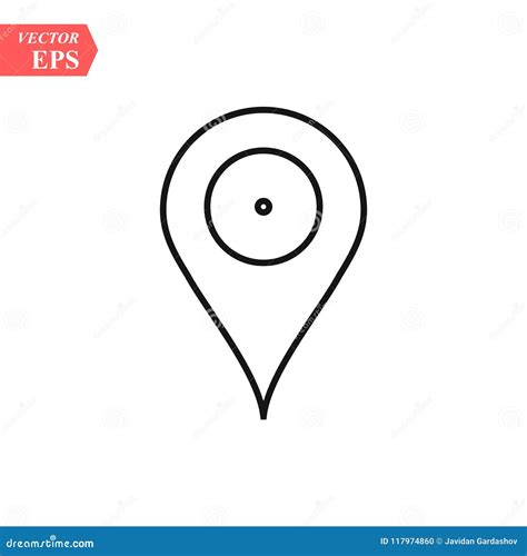 Thin Line Pin Drop Icon Outline Geolocation Sign Or Symbol Location Map Pointer Isolated On
