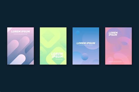 추상 그라데이션 모양 커버 컬렉션 무료 벡터