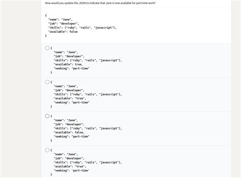New JSON Question With Answer Issue Ebazhanov Linkedin Skill Assessments Quizzes GitHub