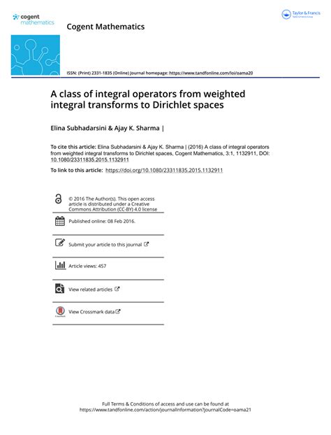 Pdf A Class Of Integral Operators From Weighted Integral Transforms
