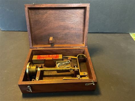 Antique Brass Specific Gravity Newark Scale Works In Wooden Boxmade In