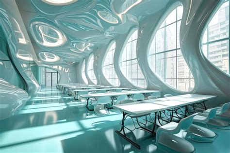 Premium Photo Abstract Futuristic School Classroom Futuristic