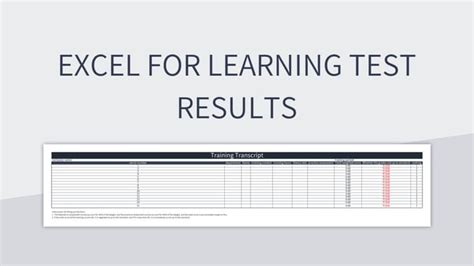 Excel For Learning Test Results Excel Template And Google Sheets File For Free Download Slidesdocs