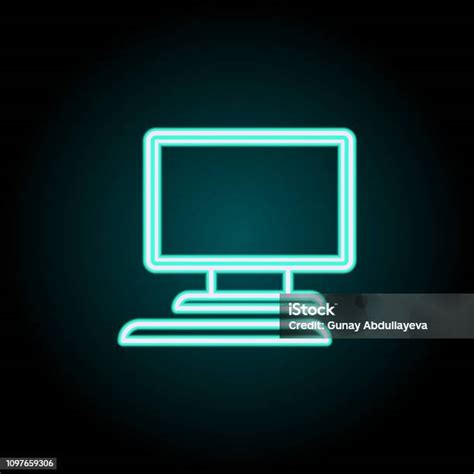 監視器圖示霓虹燈風格圖示中的科學元素簡單的圖示網站 網頁設計 移動應用程式 資訊圖形向量圖形及更多互聯網圖片 互聯網 個人電腦 合作 Istock