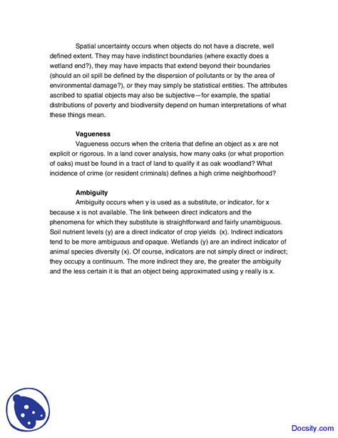 Vagueness Gis And Mapping Lecture Notes Docsity
