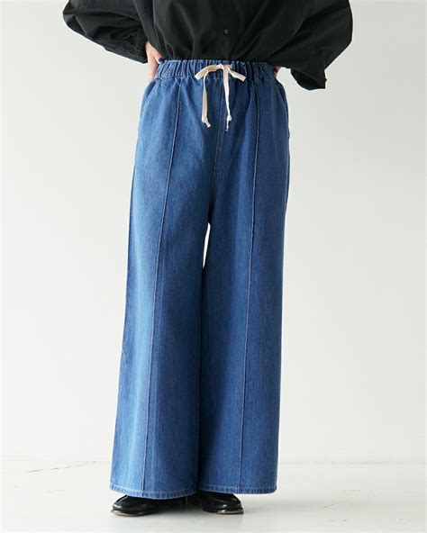 【楽天市場】【最大20offクーポン】マノン Manon ピンタック ワイドデニムパンツ レディース Pintuck Widedenim