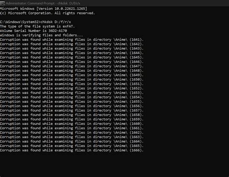 Chkdsk Corruption Was Found While Examining Files In Directory Error