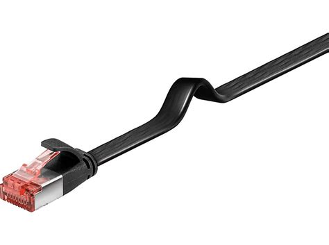 Goobay Wentronic Flachkabel U Ftp Cat6 Schwarz 2m 94233 Patchkabel 2 M Mediamarkt