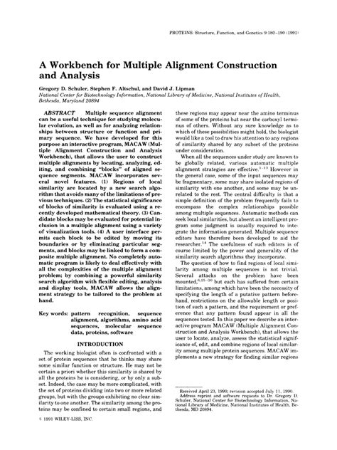 Pdf A Workbench For Multiple Alignment Construction And Analysis