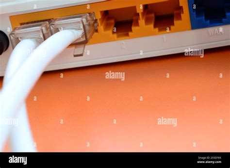 The Internet Cable Plugs Are Connected To The Internet Router Which