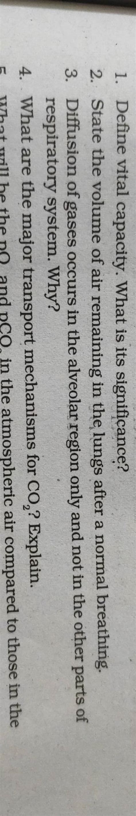 1 Define Vital Capacity What Is Its Significance Filo