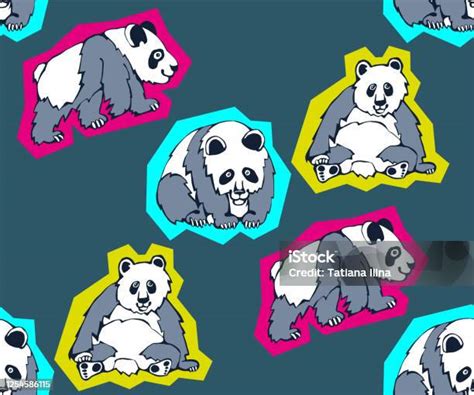 벡터 배경 손 그린 팬더 손으로 그린 잉크 그림 현대 장식 장식 배경 벡터 패턴입니다 직물 천 벽지 스크랩북인쇄 0명에 대한 스톡 벡터 아트 및 기타 이미지 Istock