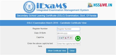 Online Verification Of Sslc Certificate Details Hsslive In