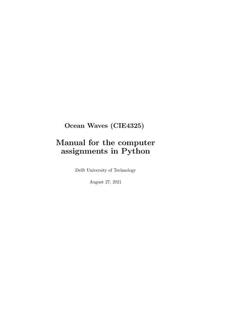 Python Manual Ocean Waves Ocean Waves CIE Manual For The Computer Assignments In