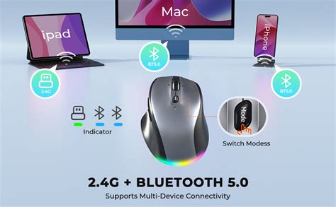 Wireless Bluetooth Mouse For Laptop Led Rechargeable Mouse With Tilt Wheel