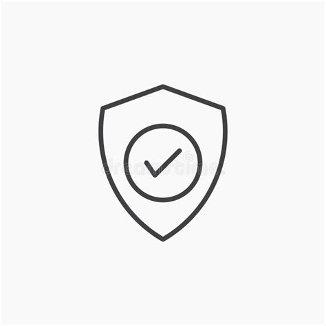 Shield Checkline In Thin Line Black Color Flat Simple Vector Symbols Illustration Stock