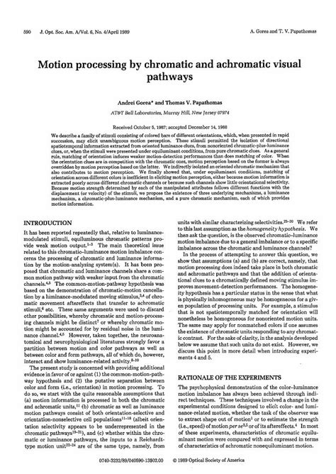 Pdf Motion Processing By Chromatic And Achromatic Visual Pathways Dokumen Tips
