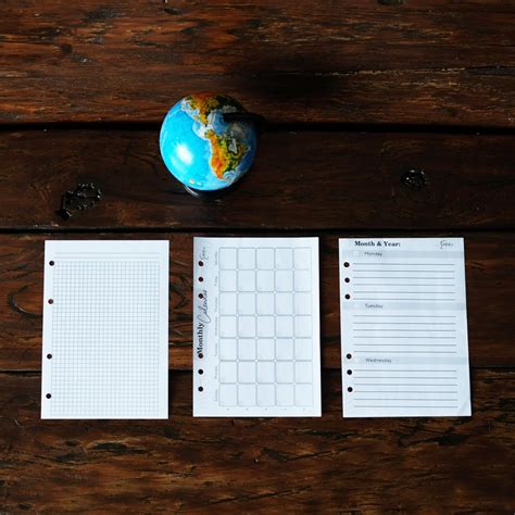 A5 Planner Inserts Printed Personal Rings Binder Refills A5 Calendars And Planners Monthly