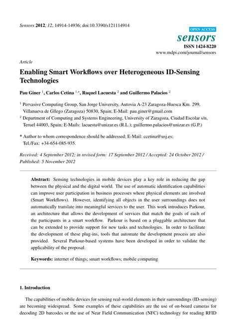 Pdf Enabling Smart Workflows Over Heterogeneous Id Sensing Technologies